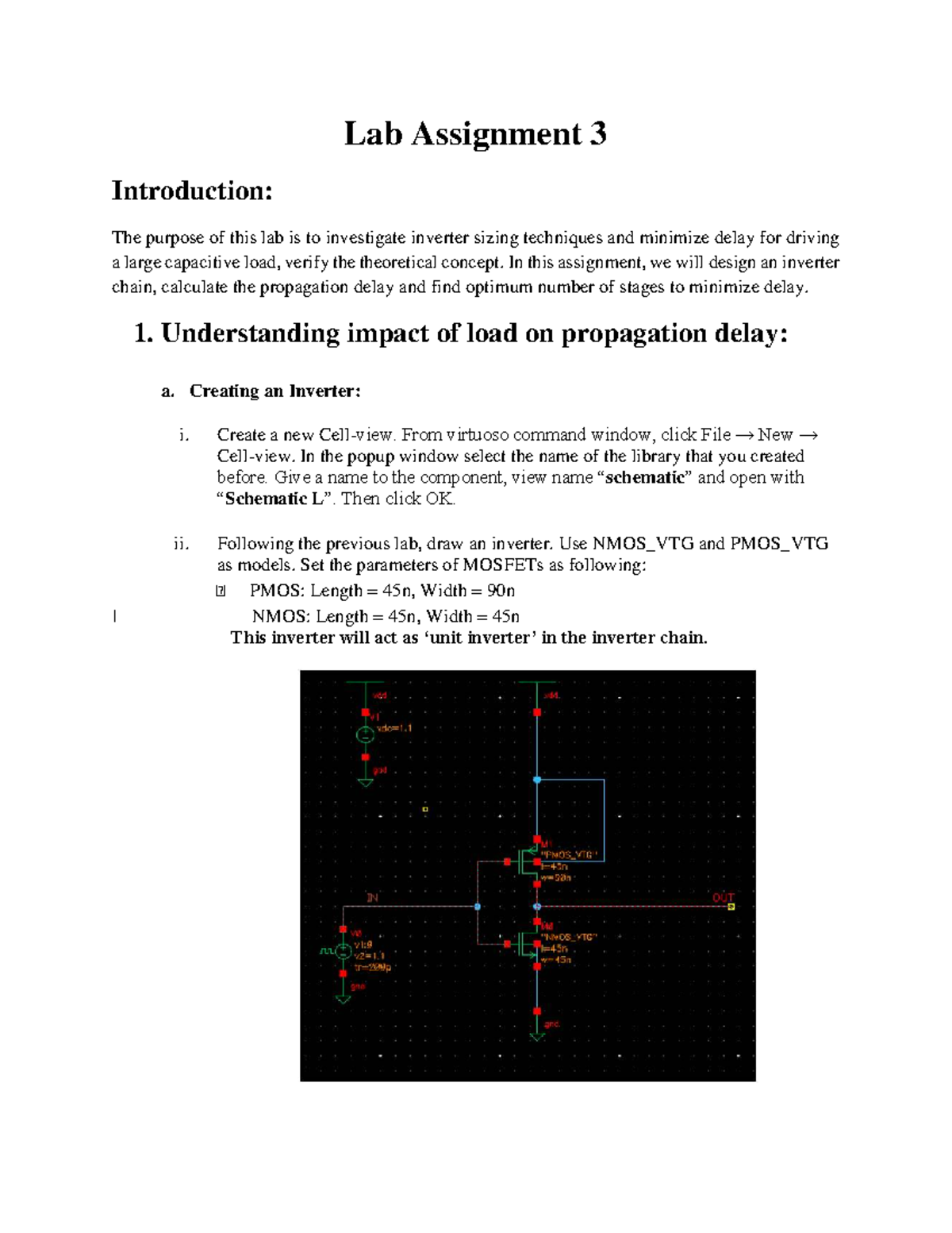Lab Assignment 3: Inverter Sizing Techniques and Delay Minimization ...