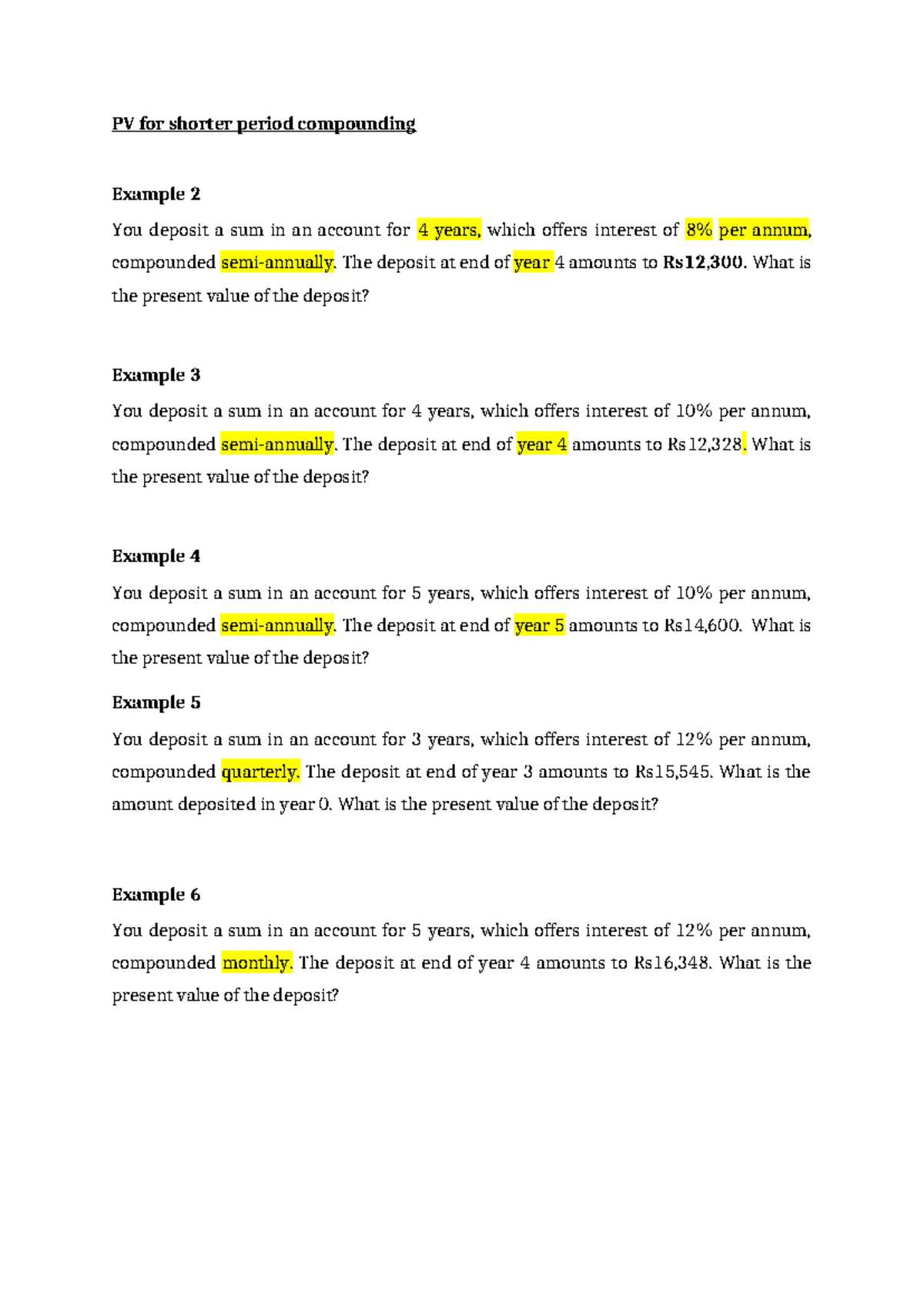 Present Value Calculations with Compounding Interest Examples - Studocu