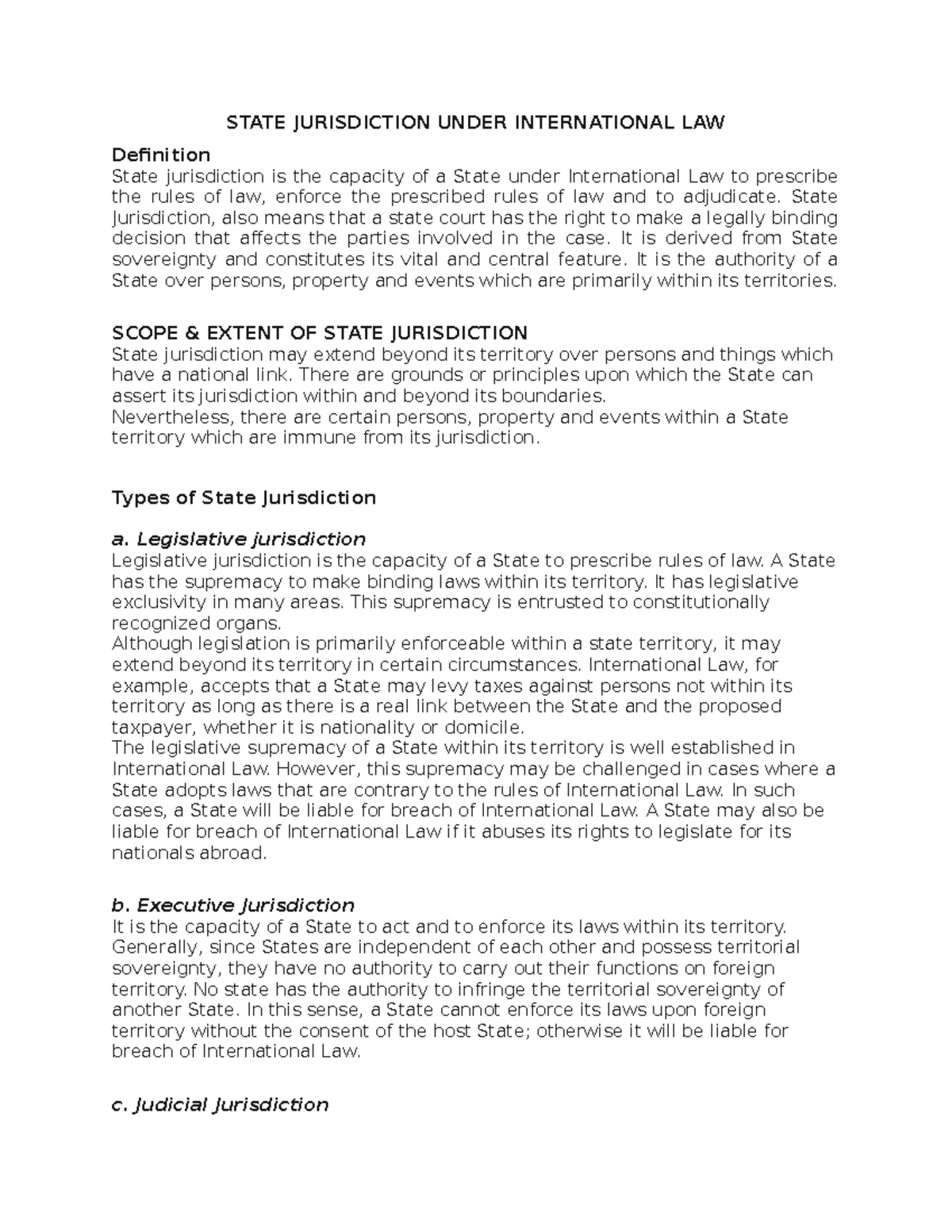 State Jurisdiction in International Law: Key Principles and Types - Studocu