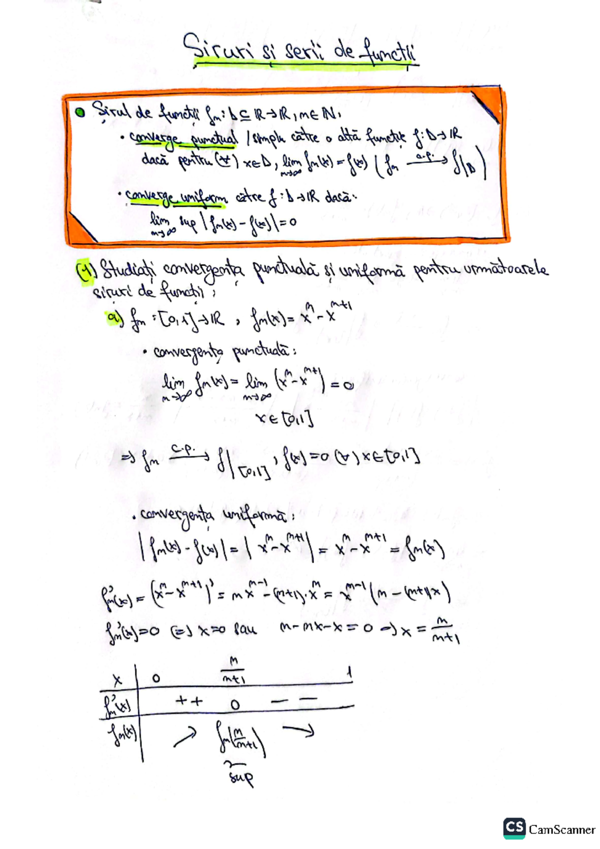 Teorie + exemple (siruri si serii de functii, dezvoltari in serie taylor) - Siruri Si serii de ...
