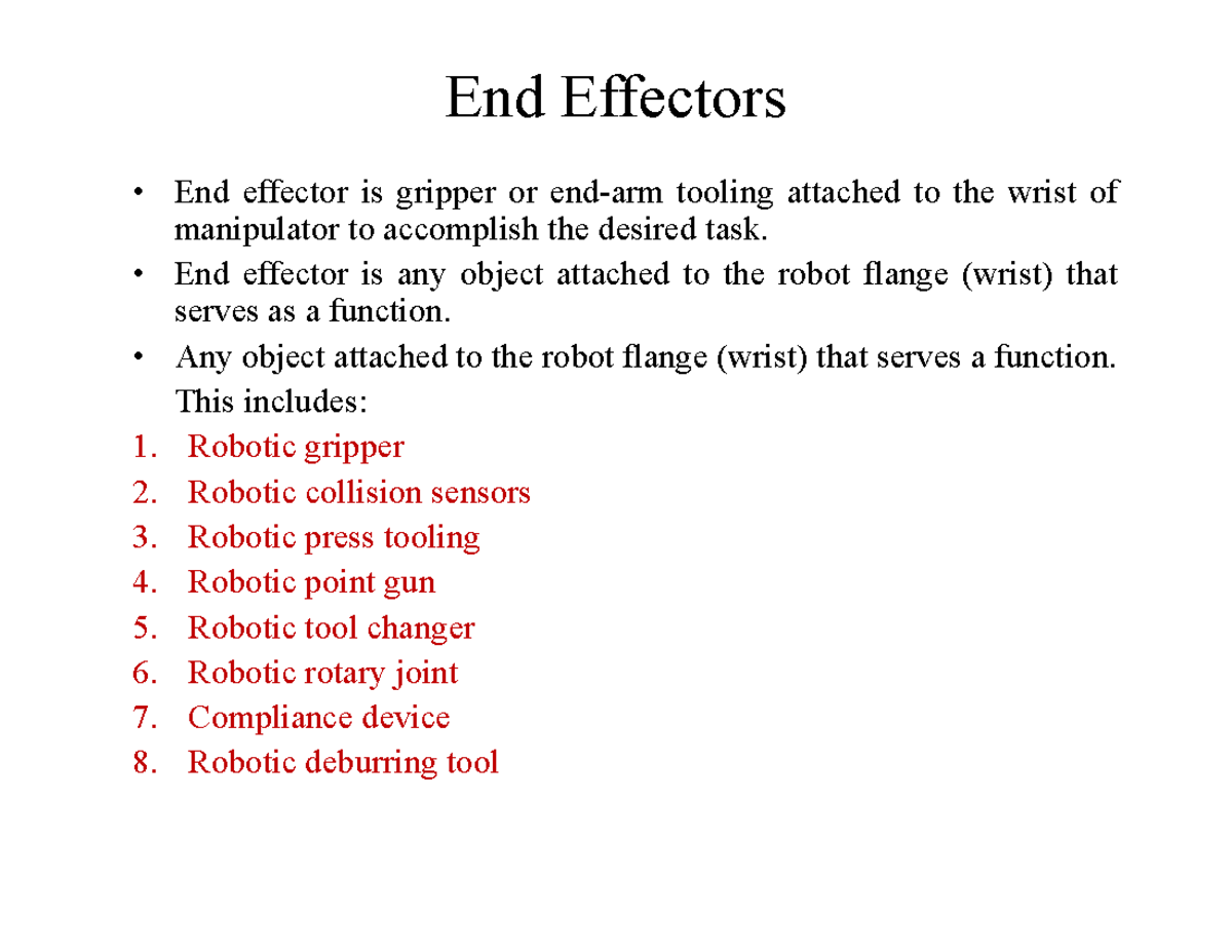 End Effectors Overview - PowerPoint Presentation (ENGR 205) - Studocu