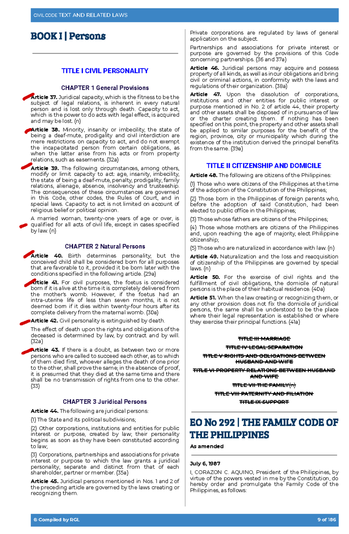 CIVIL CODE BOOK I: Persons and Juridical Entities Overview - Studocu
