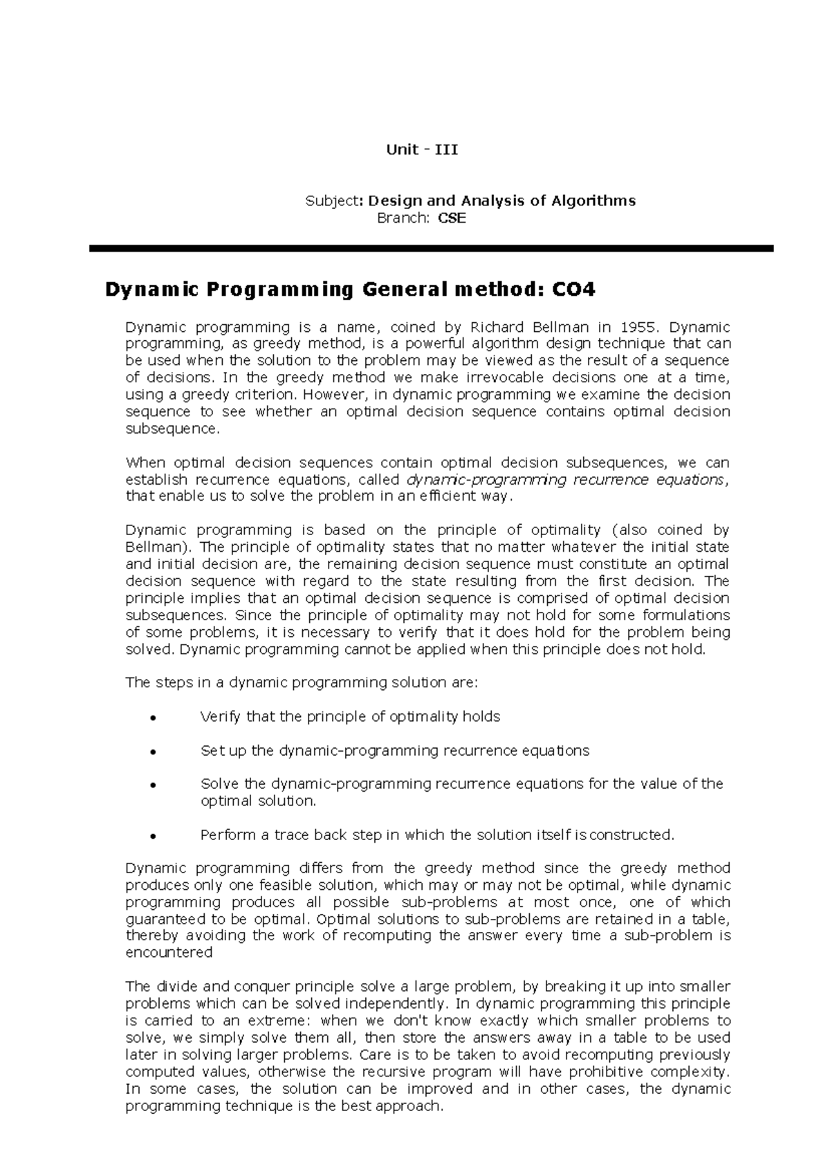 Unit 4 & 5 Study Material DAA class - A Subject: Design and Analysis of ...