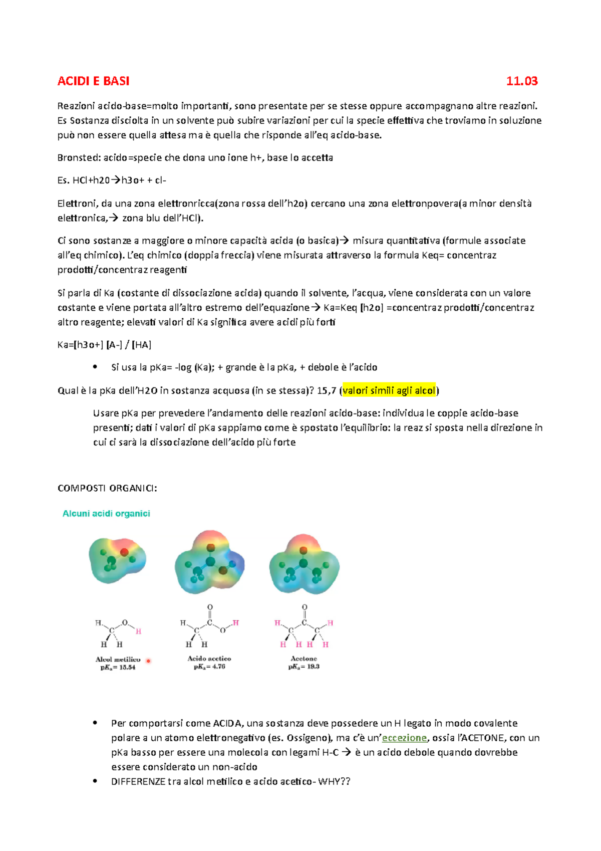 Lezione di Chimica Organica: Acidi, Basi e Gruppi Funzionali (Parte I ...