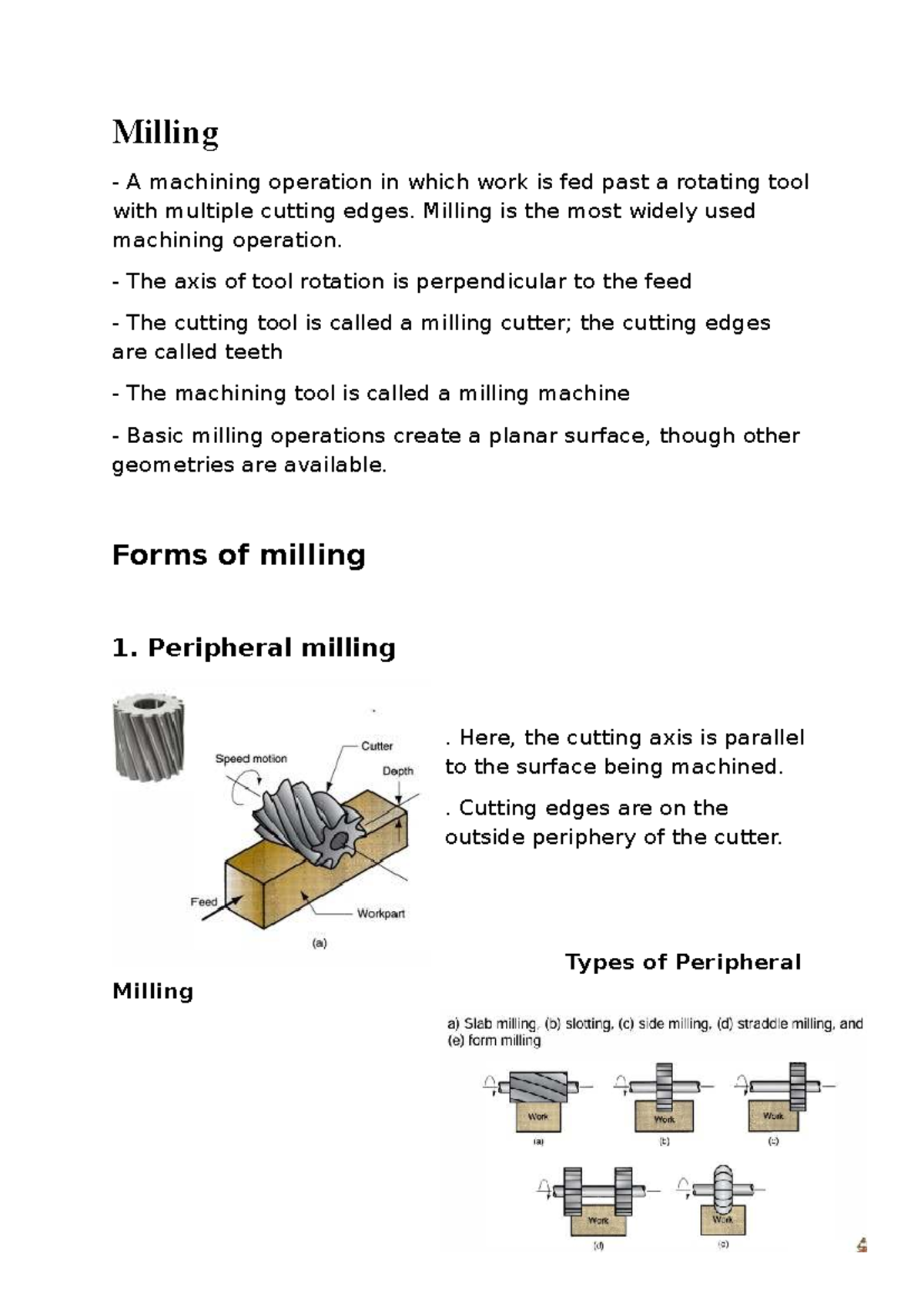 MGC 110 L26 2025 Milling: Overview of Machining Operations and ...