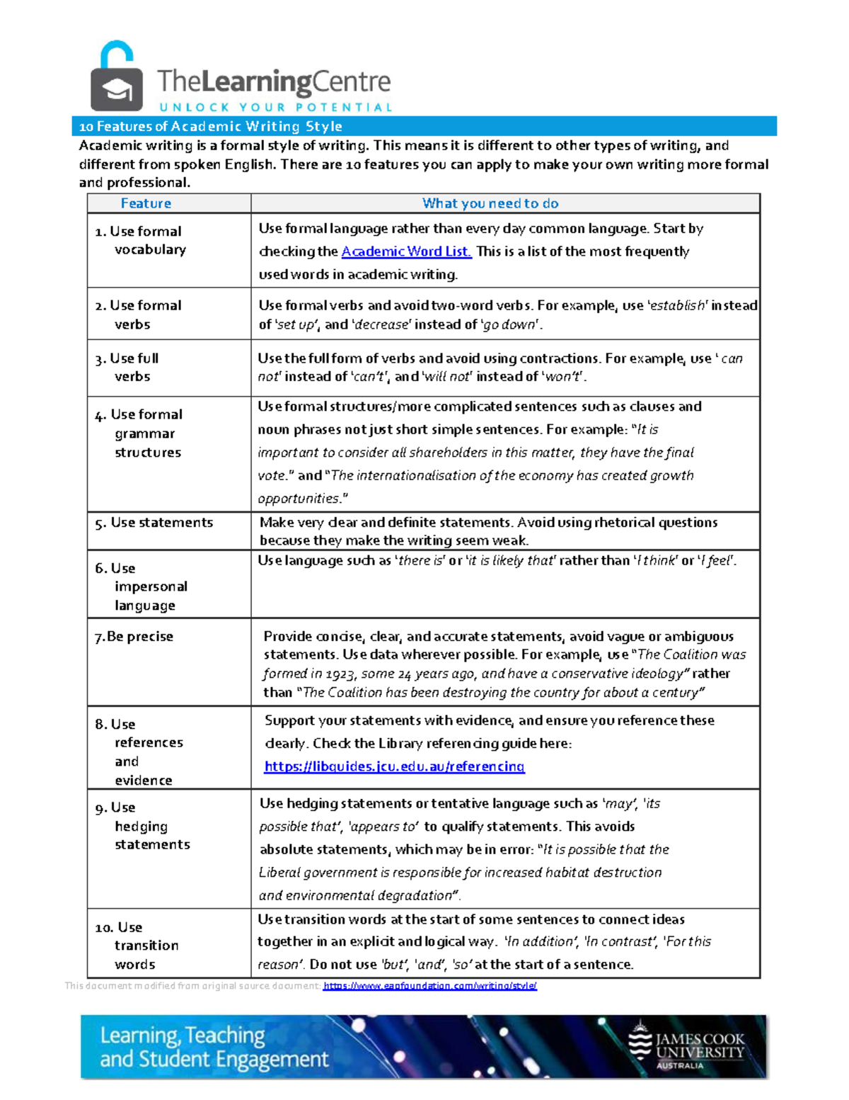 10 Key Features of Academic Writing Style for Effective Essays - Studocu