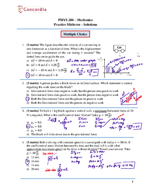 PHYS 204 - Concordia - Mechanics - Studocu