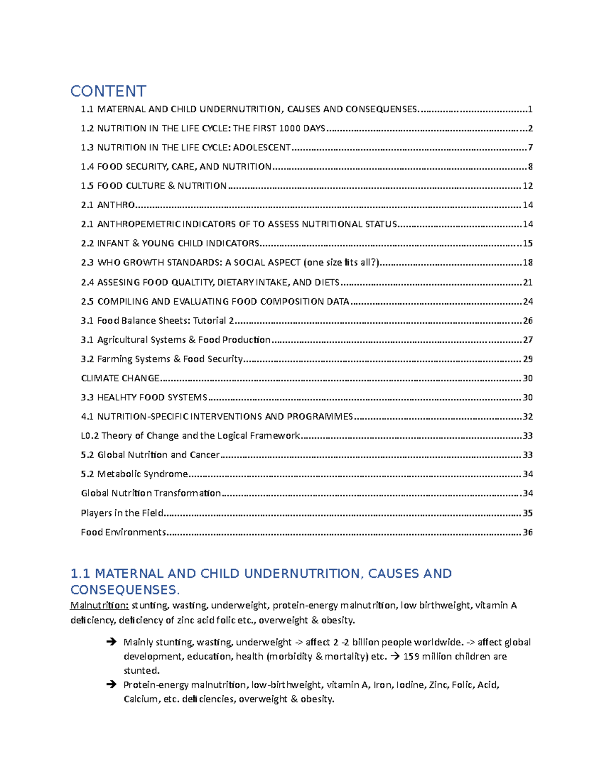 Summary of Global Nutrition & Health (Introduction) - Key Concepts ...