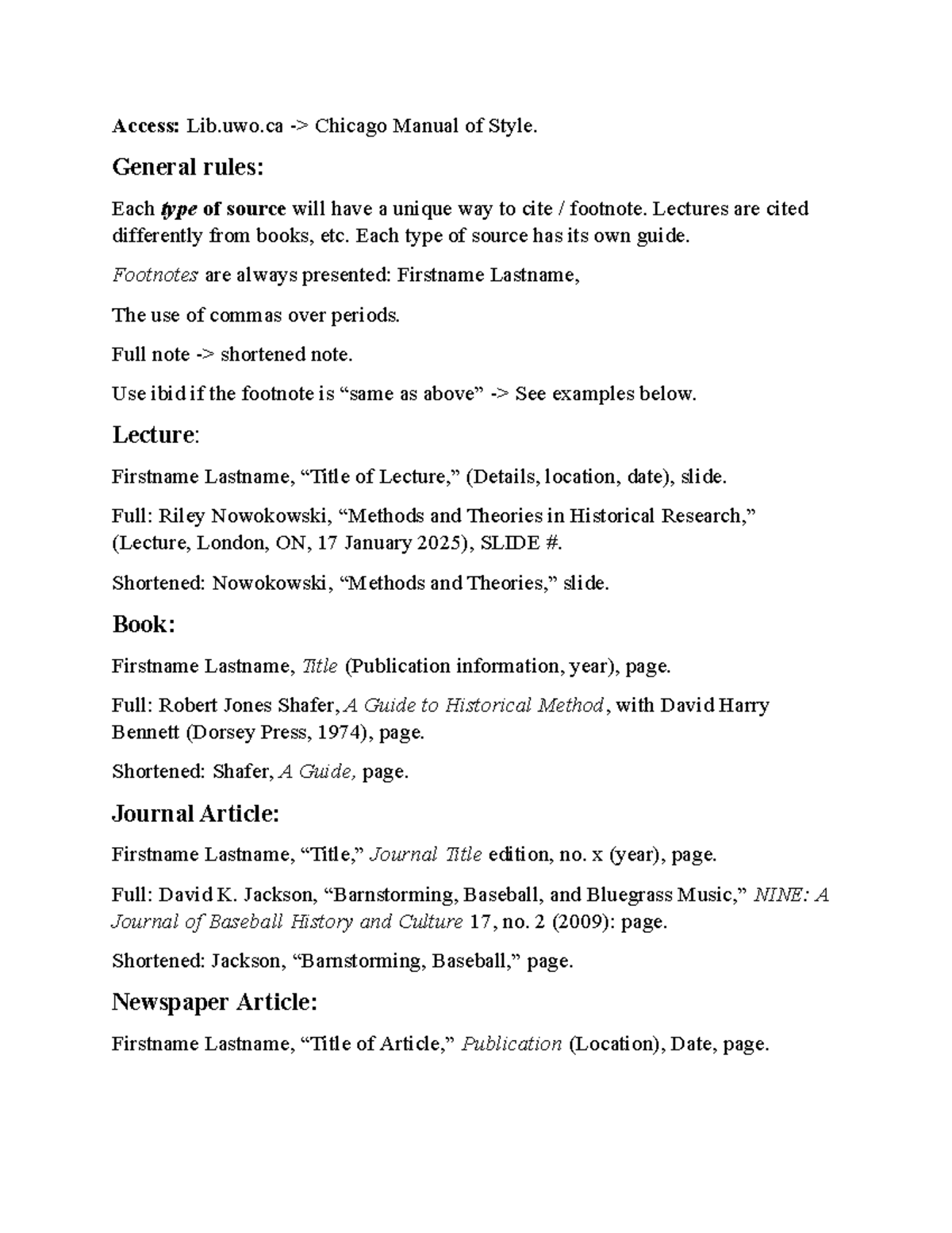 Chicago Manual of Style: Citation Guidelines for Various Sources - Studocu