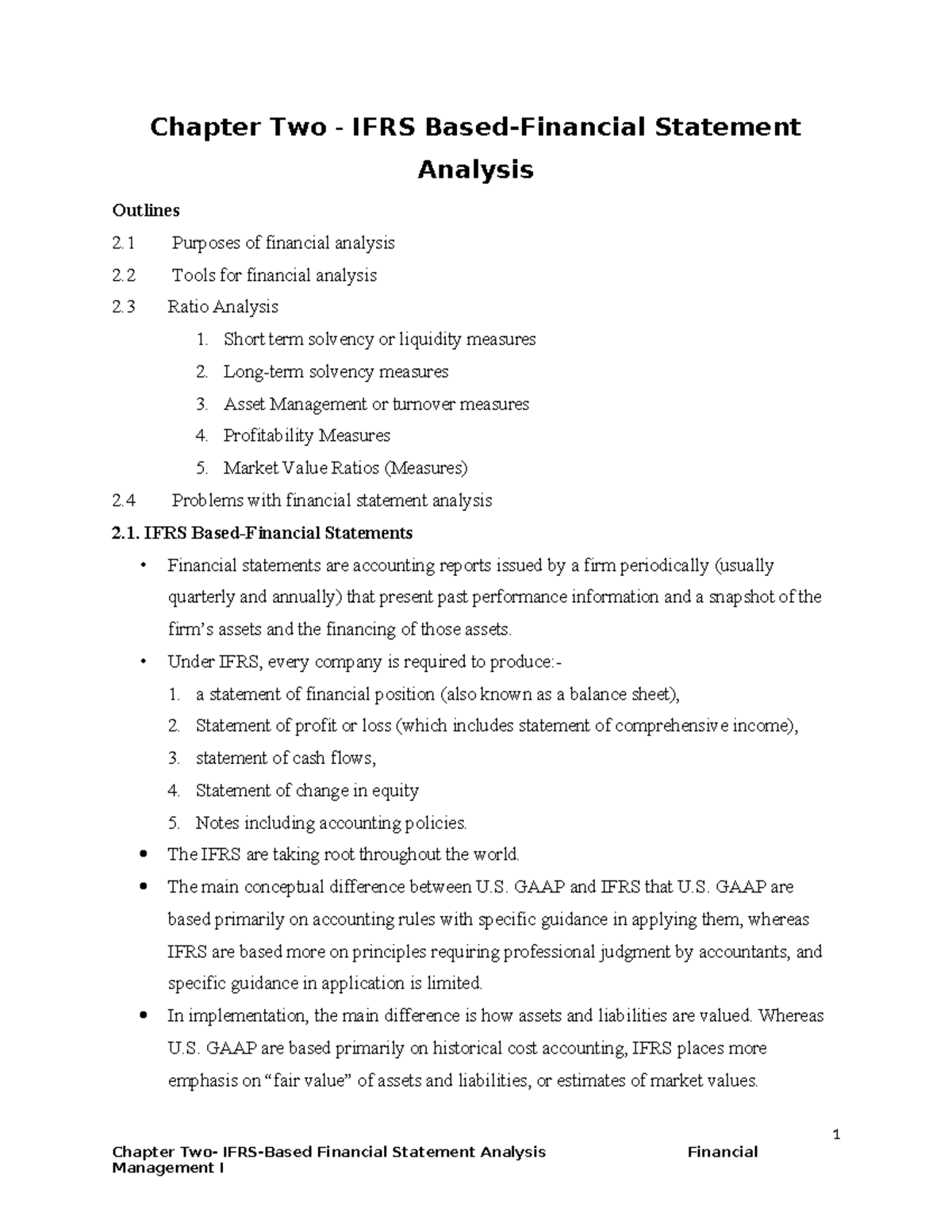 Ch-2 IFRS Financial Statement Analysis: Key Concepts & Ratios - Studocu