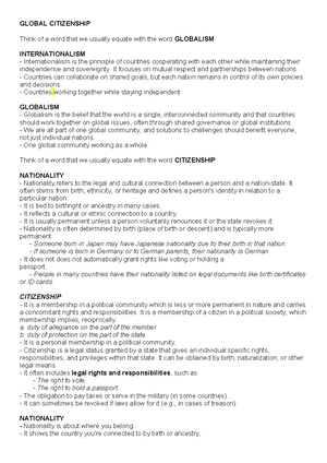 GEE4 global citizenship - GEE4: GLOBAL CITIZENSHIP “What is global ...