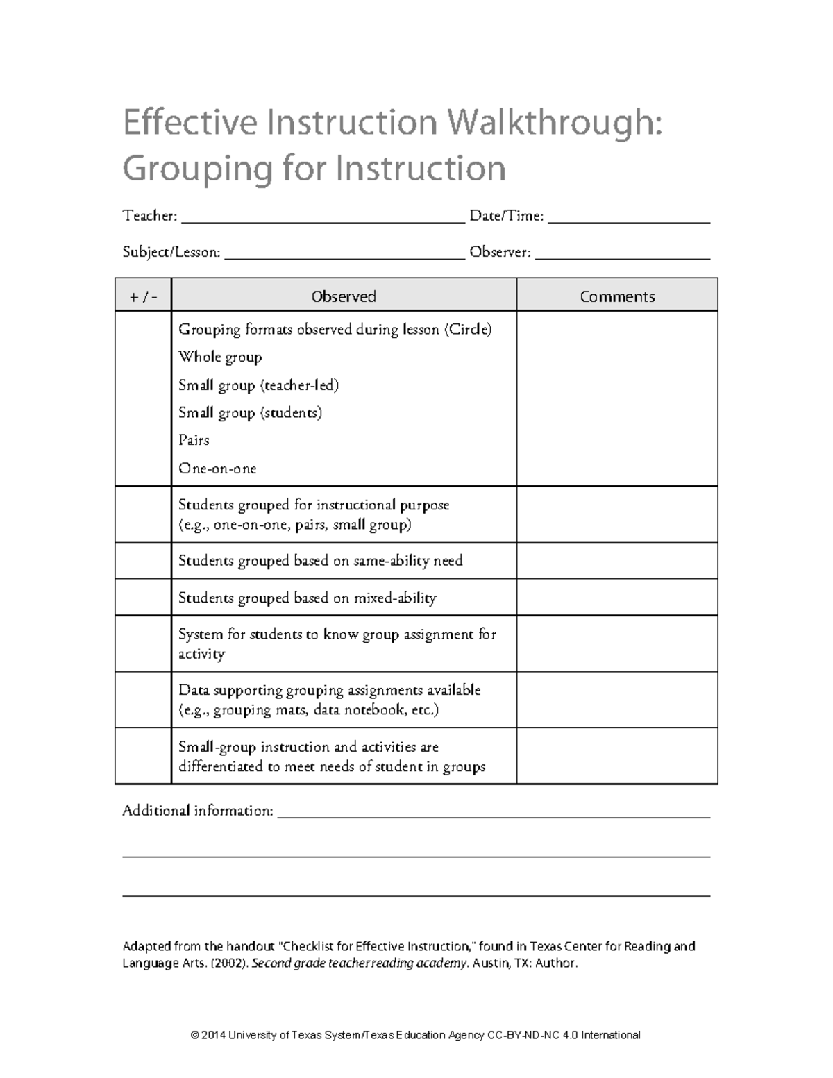Grouping for Instruction Tool1 - Effective Instruction Walkthrough ...