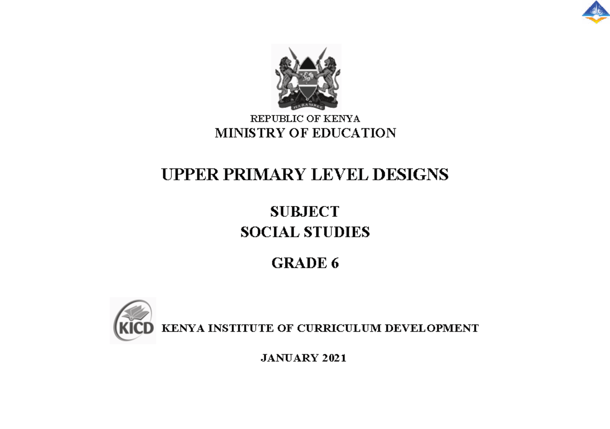 Grade 6 Social Studies Curriculum Design (KICD, Jan 2021) - Studocu