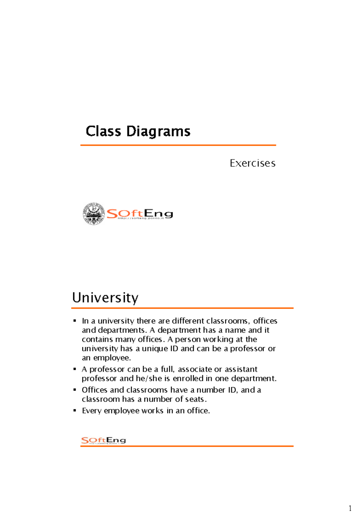Class Diagrams Exercises: University, Bank, Voting, and More - Studocu