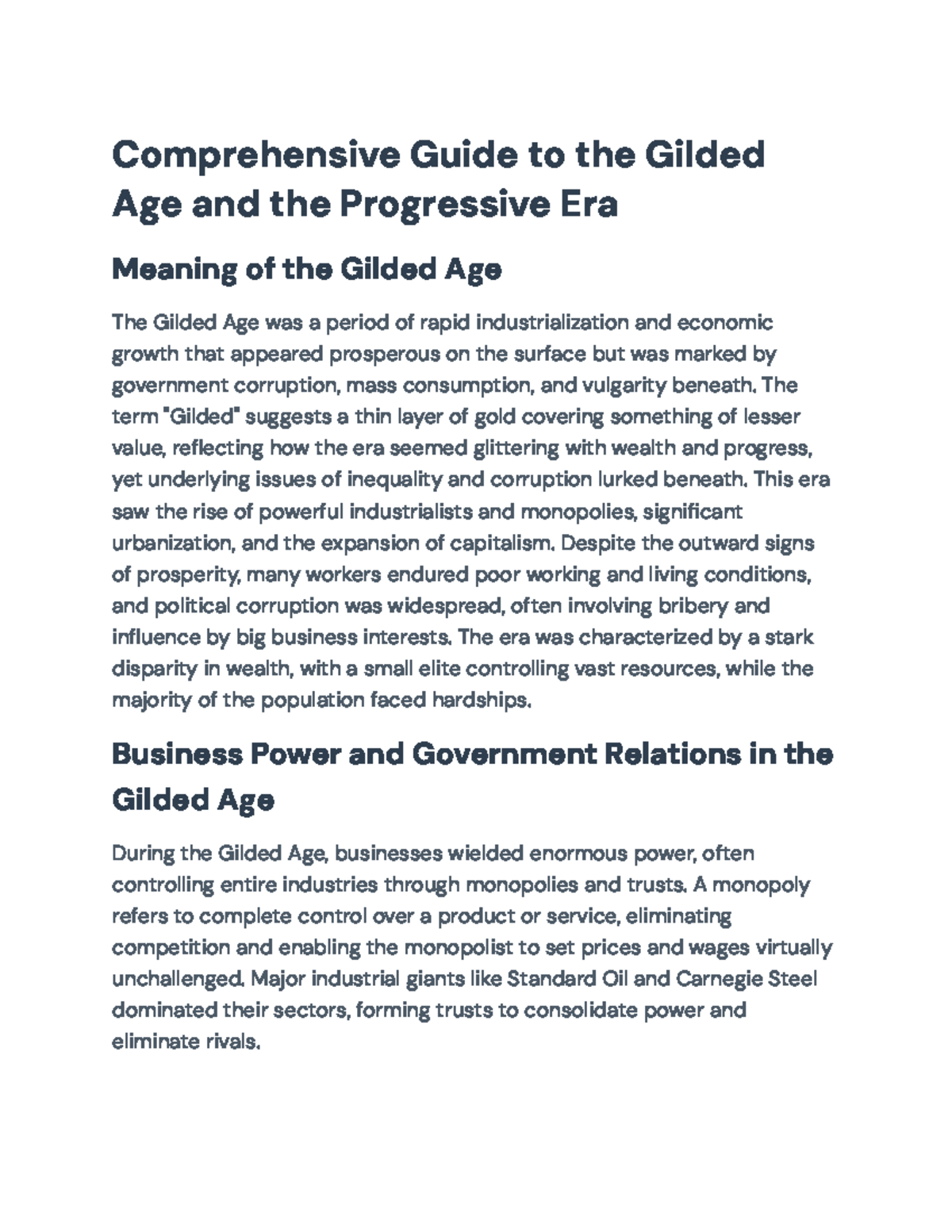 Comprehensive Overview of the Gilded Age & Progressive Era Reforms ...