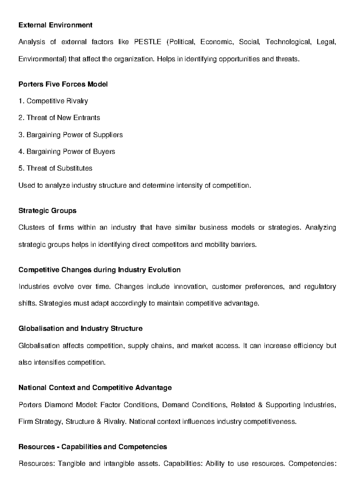 Unit II Strategic Management - Anna Uni Notes on External Environment ...