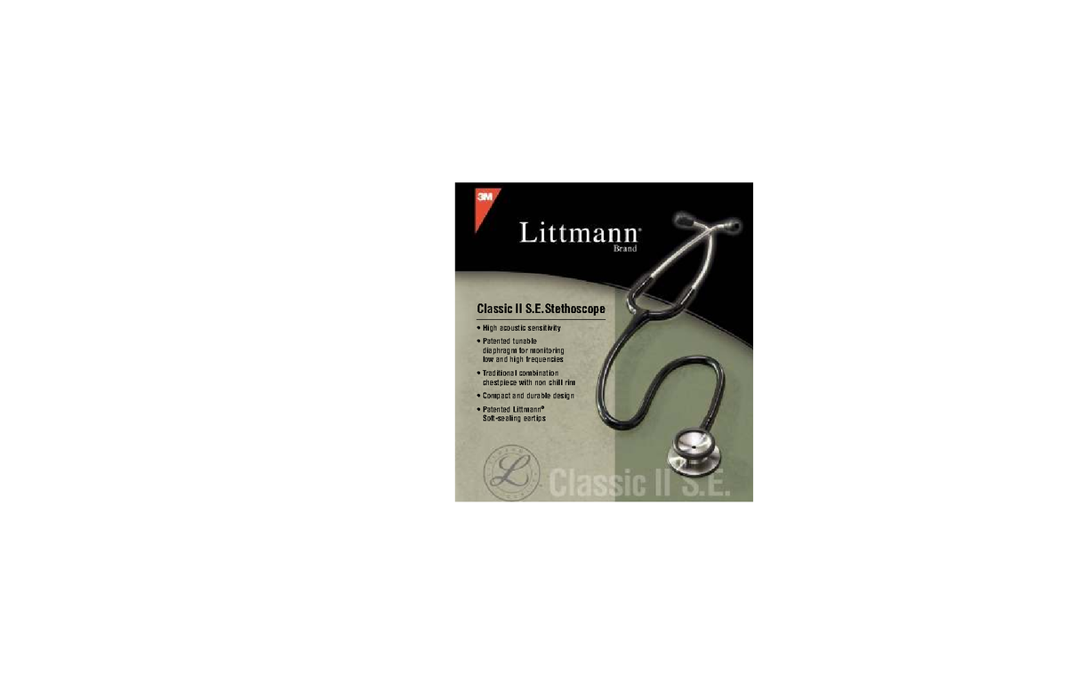 Littmann Classic II S.E. Stethoscope User Guide - FIHCA TENCNICA - Studocu