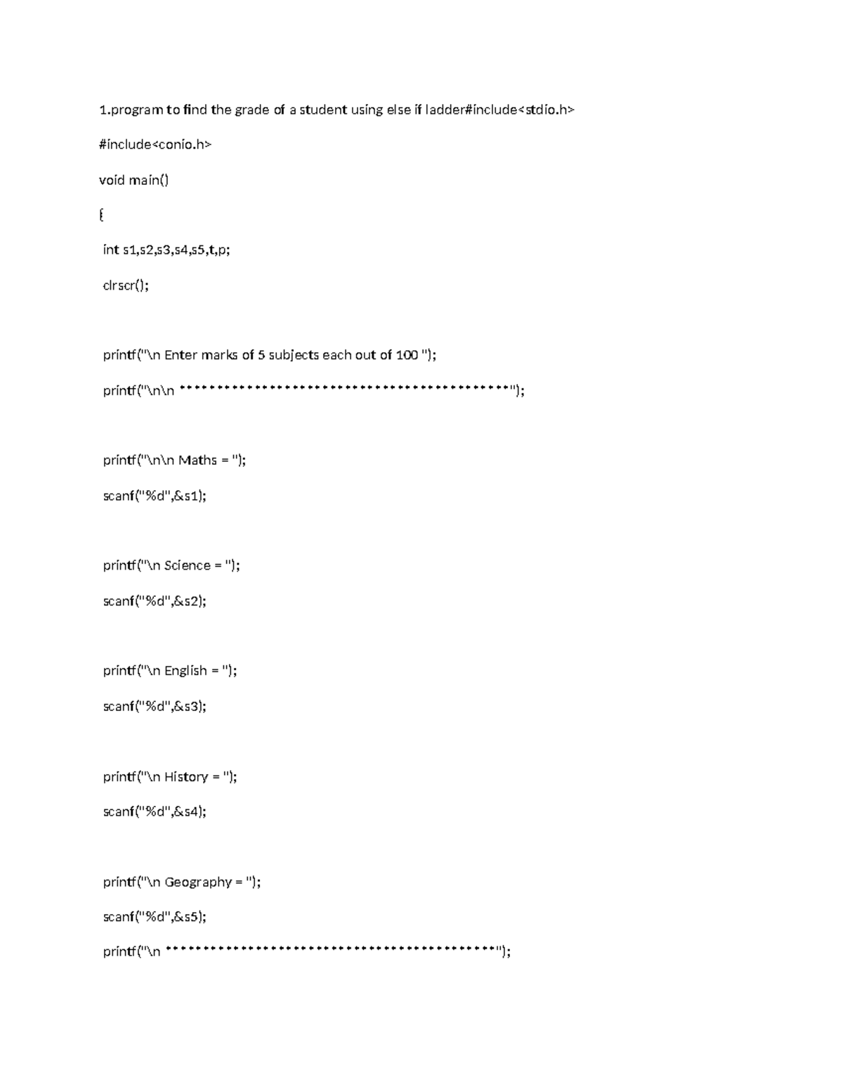 Programming Logic for Student Grade Calculation Using Else If - Studocu