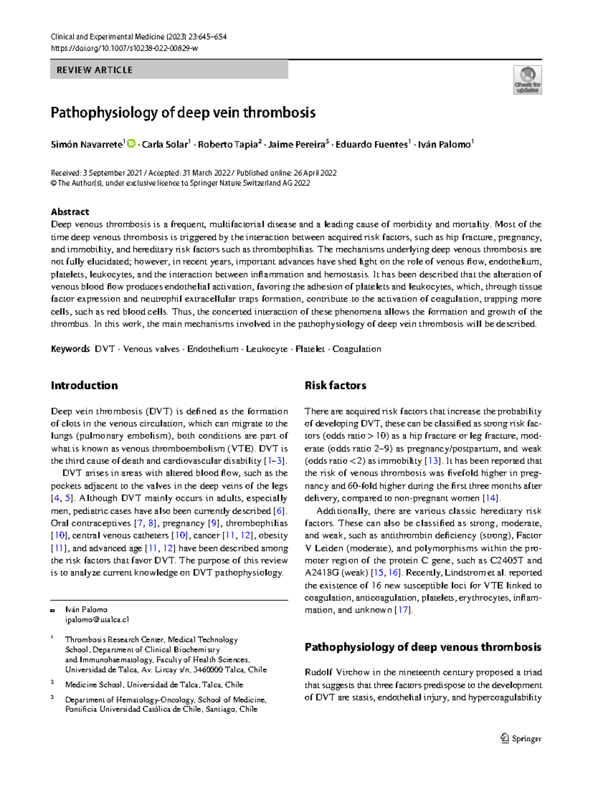 Pathophysiology of Deep Vein Thrombosis: Insights and Mechanisms (2023 ...
