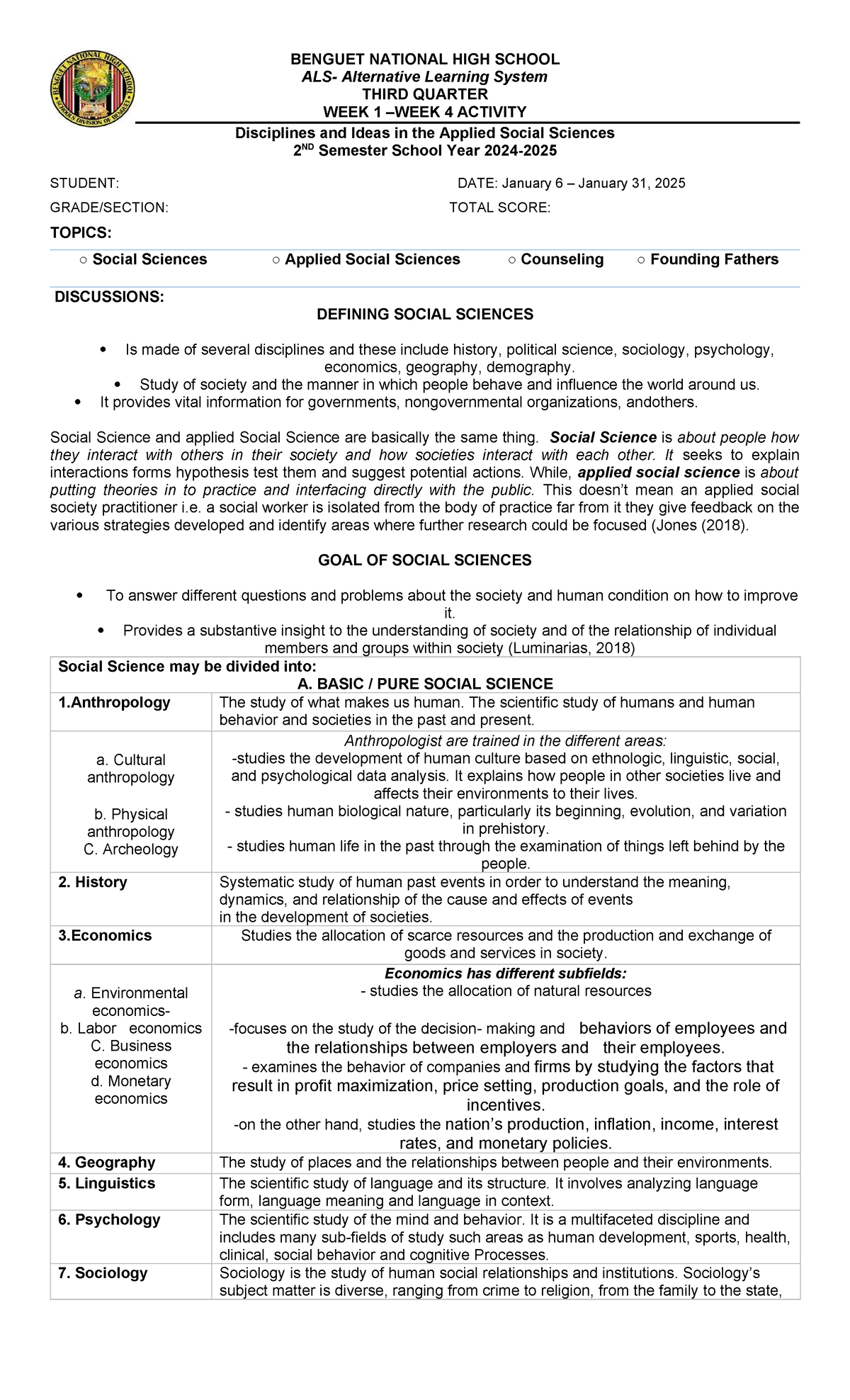 DISS 1-4 - Activities and Notes on Applied Social Sciences Topics - Studocu