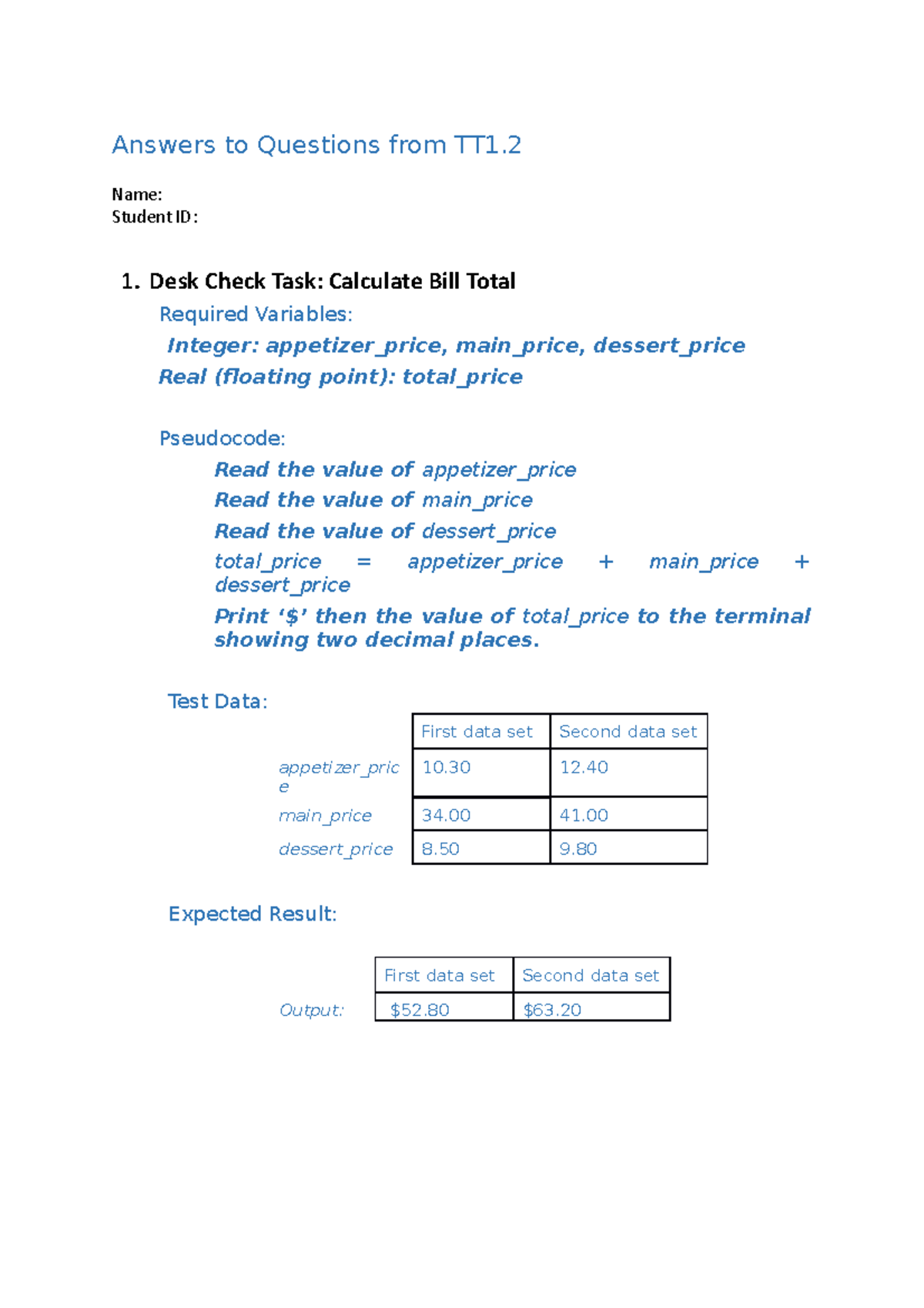 1.2T COS10009 Introduction to Programming - Answers to Questions from ...