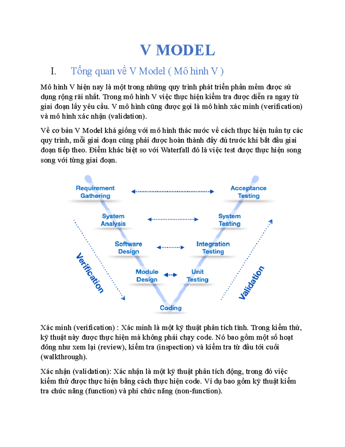 V Model - Tổng quan và Đặc điểm trong Công nghệ Phần mềm - Studocu