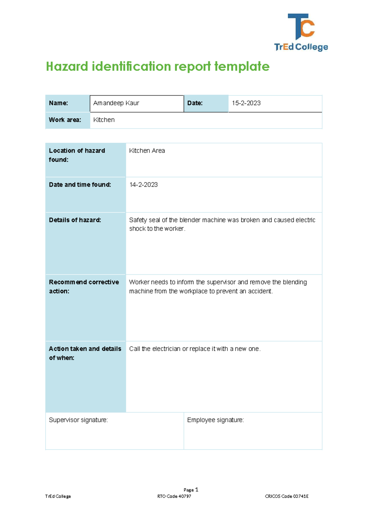 Sitxwhs 005 Hazard Identification Report Template - Hazard ...