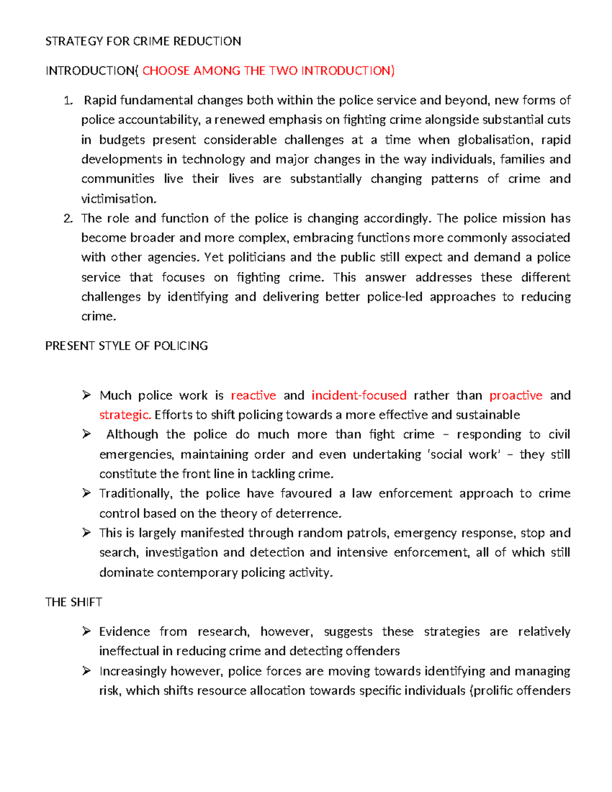 Strategy FOR Crime Prevention - STRATEGY FOR CRIME REDUCTION ...