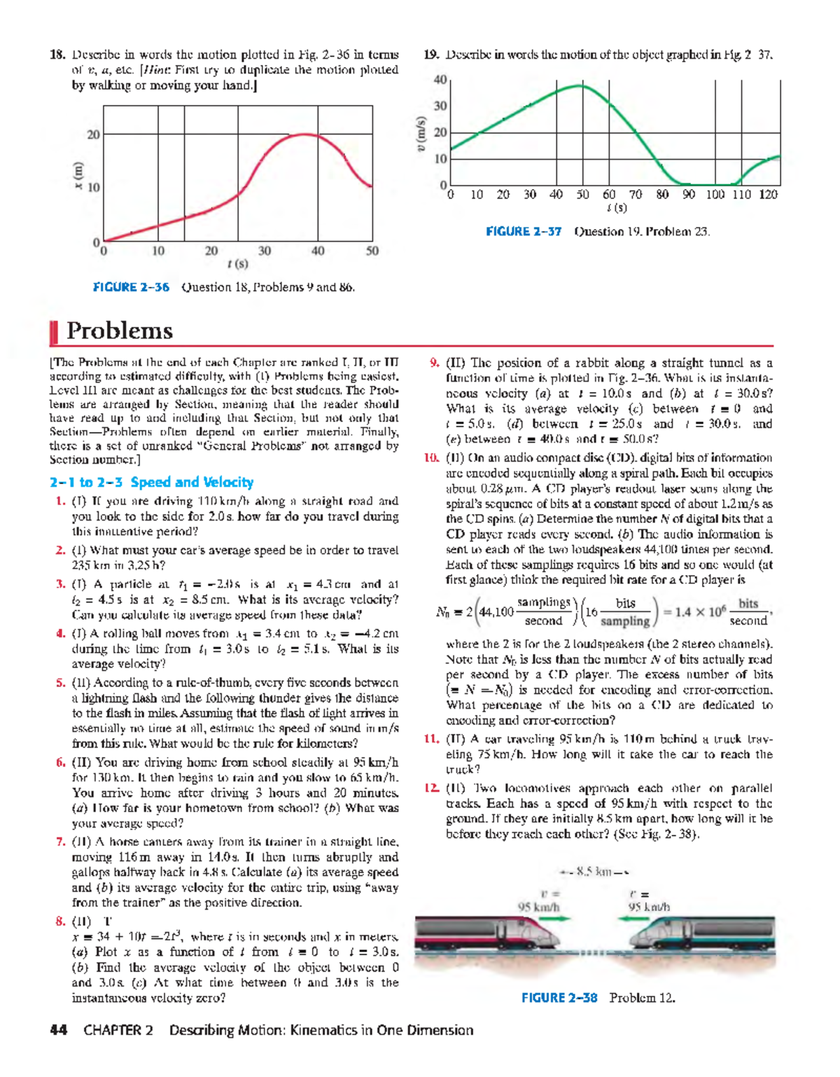 Chapter 2 Problems (Kinematics in One Dimension) - Describe in words ...
