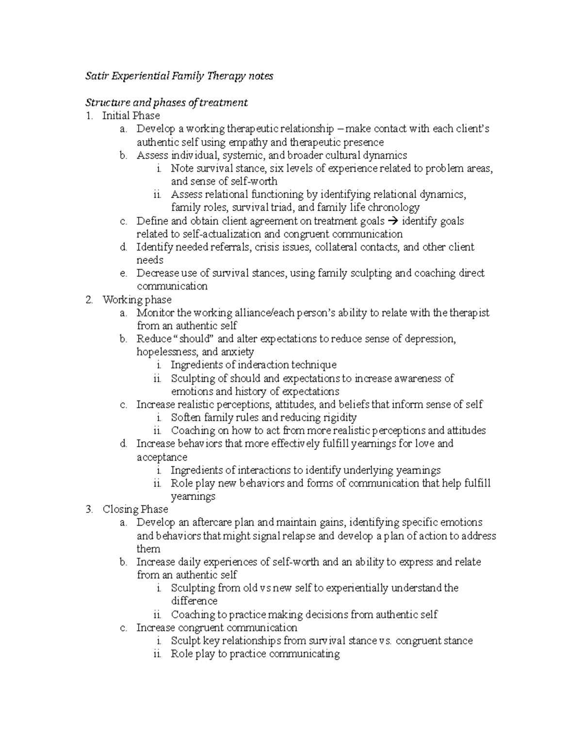 Satir Experiential Family Therapy: Key Concepts & Interventions Notes ...