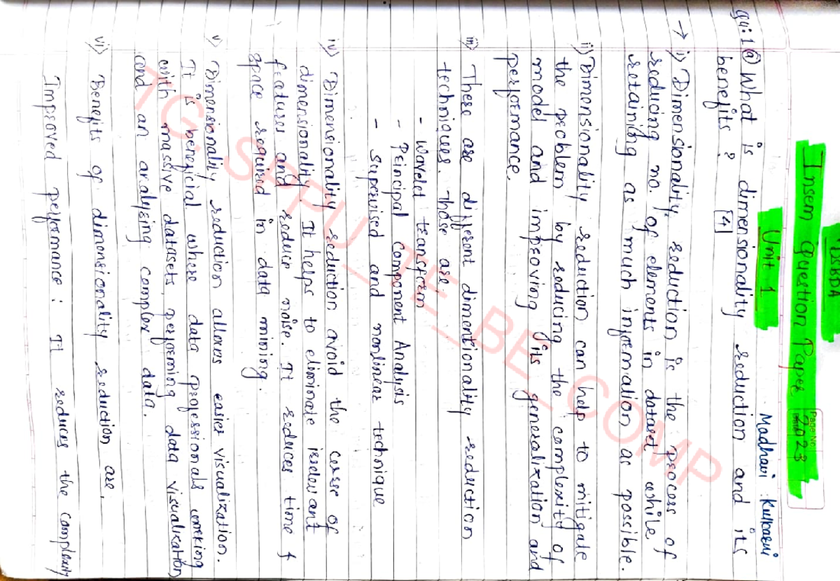 Dsbda Insem Solution - endsem notes - the ) Benejit dimnsi onality ...