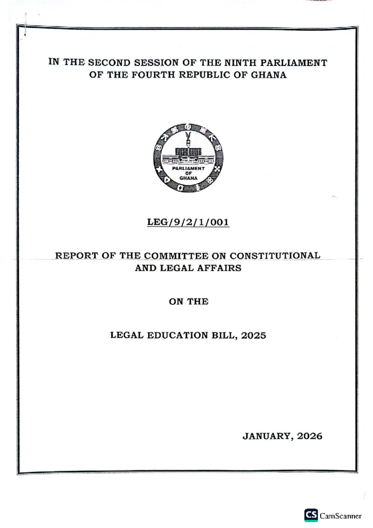 Report on the Legal Education Bill, 2025: Second Reading Insights - Studocu
