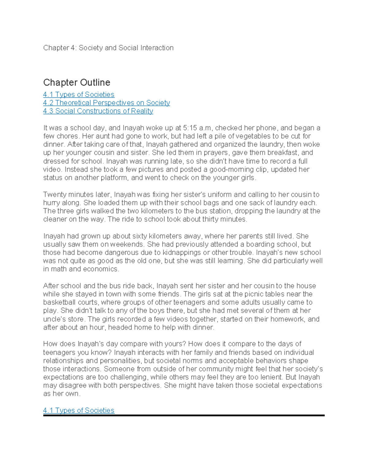 Sociological Perspectives on Society: Chapter 4 Outline (SOC101) - Studocu