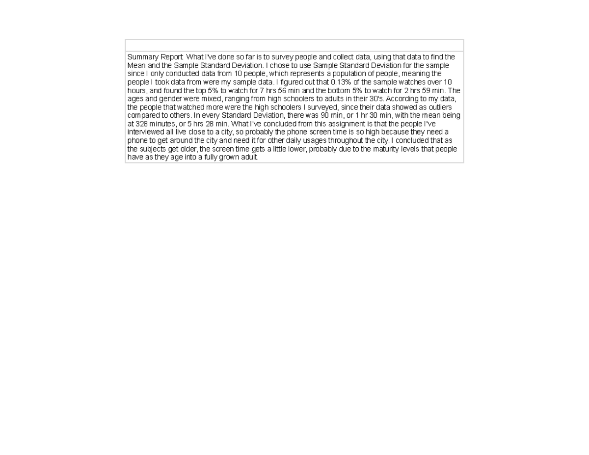 Unit 8 Part 2 Data Collection - Summary Report Step 6 - Summary Report ...