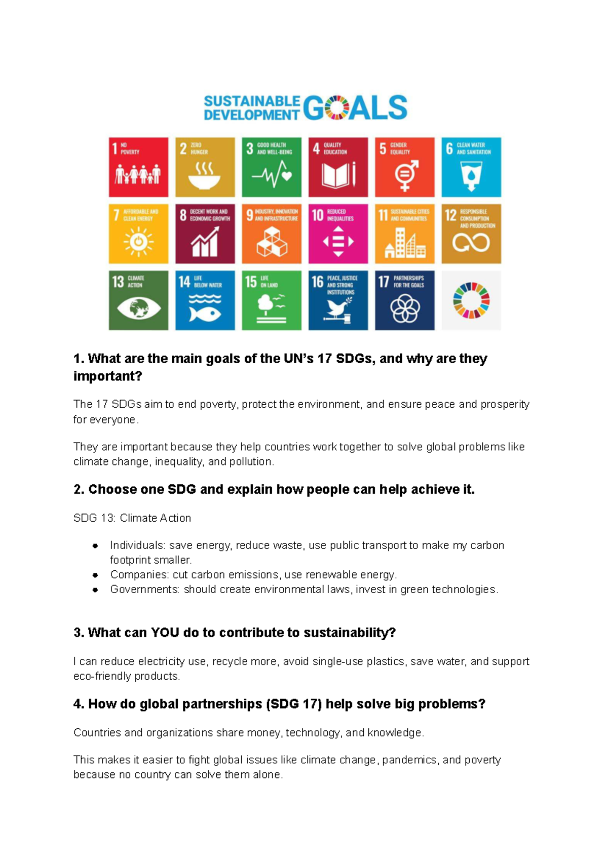 SDG Goals & Actions: A Guide to Sustainability & Global Partnerships ...