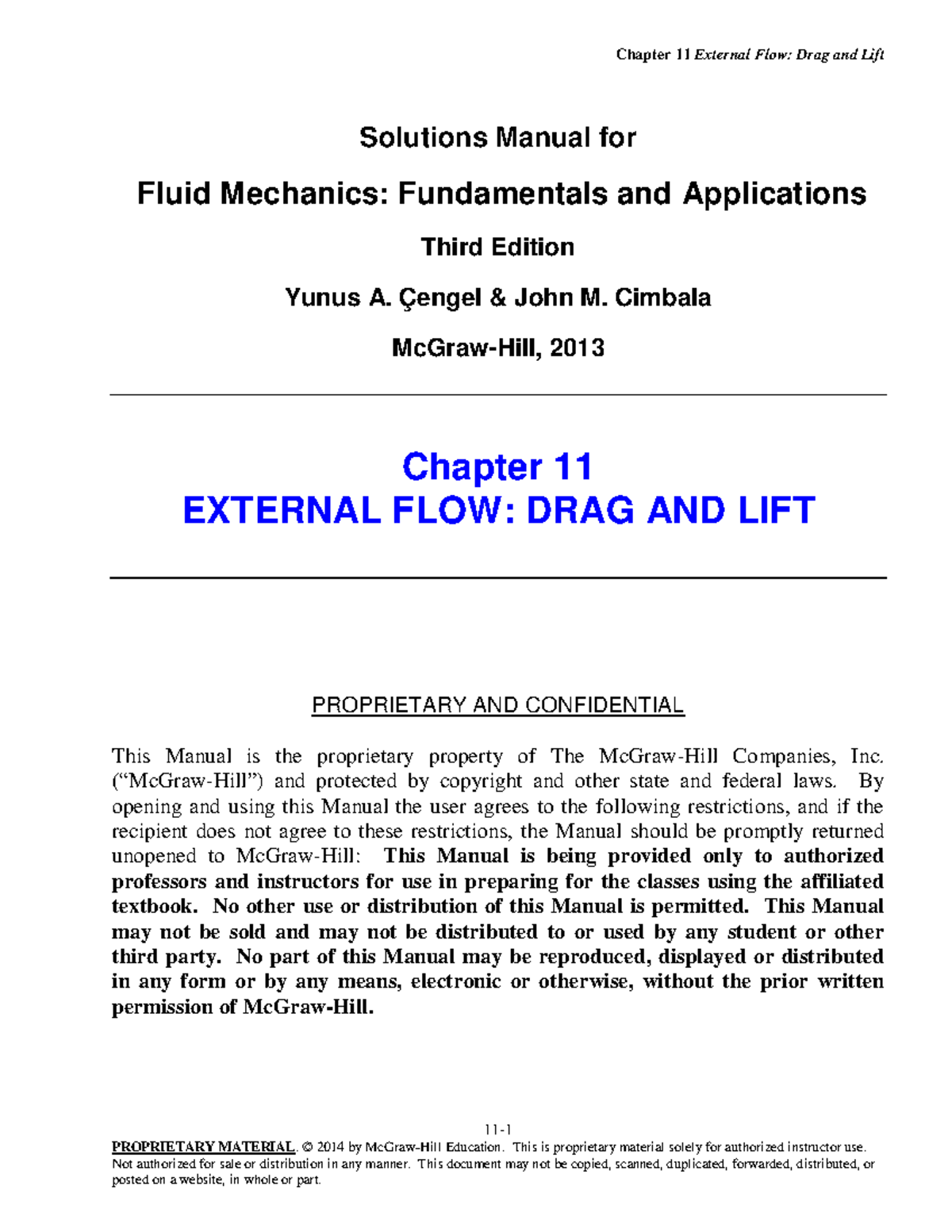 FM 3e SM Chap11 - Chapter 11 External Flow: Drag and Lift Solutions ...