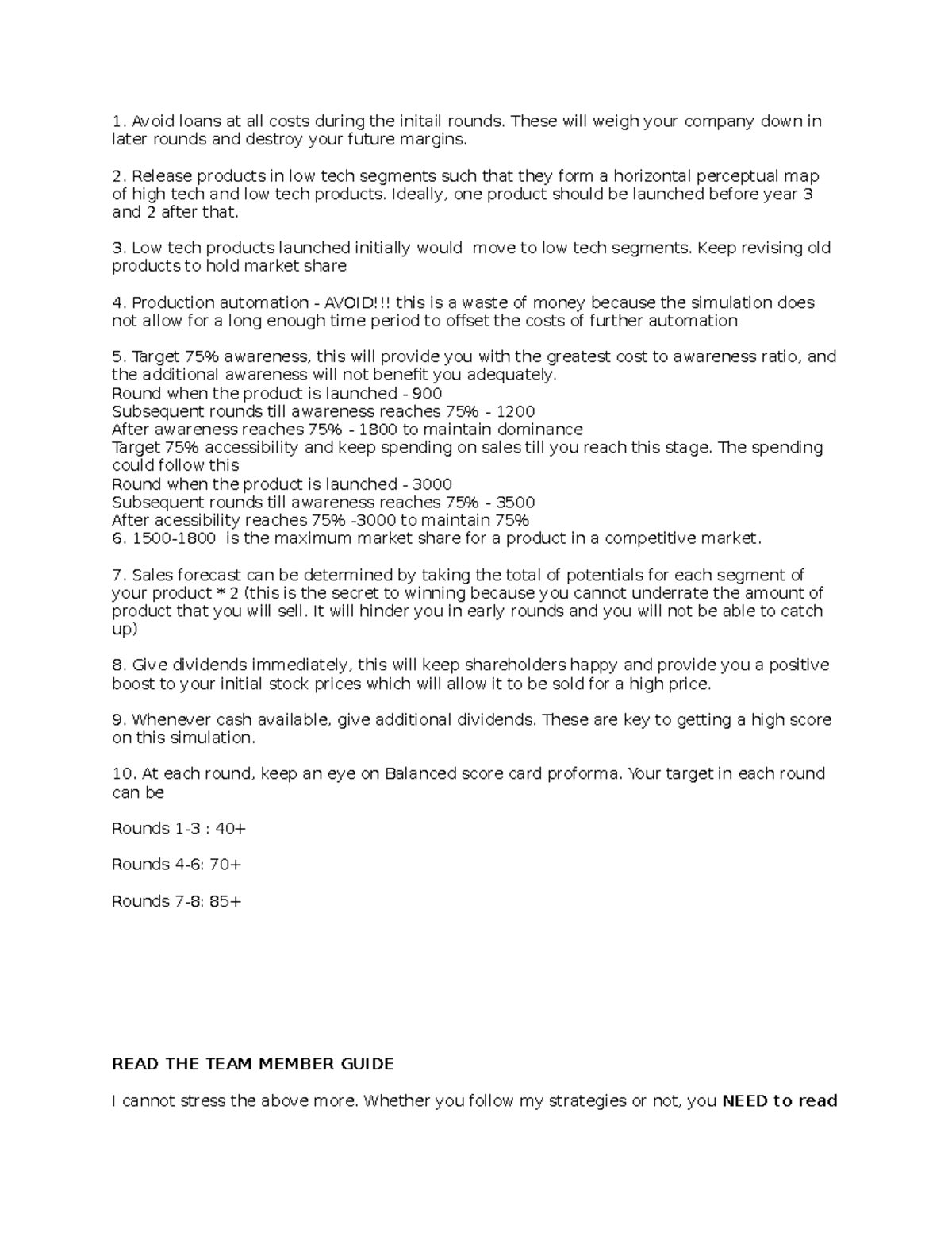 Capsim Cheat Sheet Strategies for Success in Course: 101 - Studocu