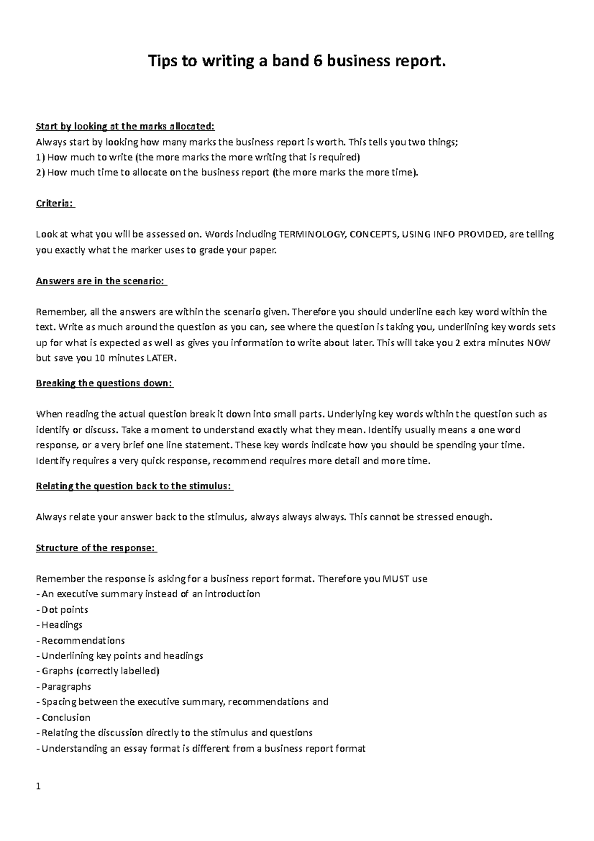 Business Report on Computer X Pty Ltd: Tips for Band 6 Writing - Studocu