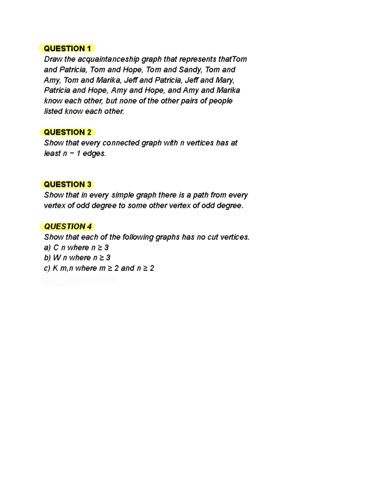 Tutorial 5 - Graph Theory Concepts and Problem Solving - Studocu