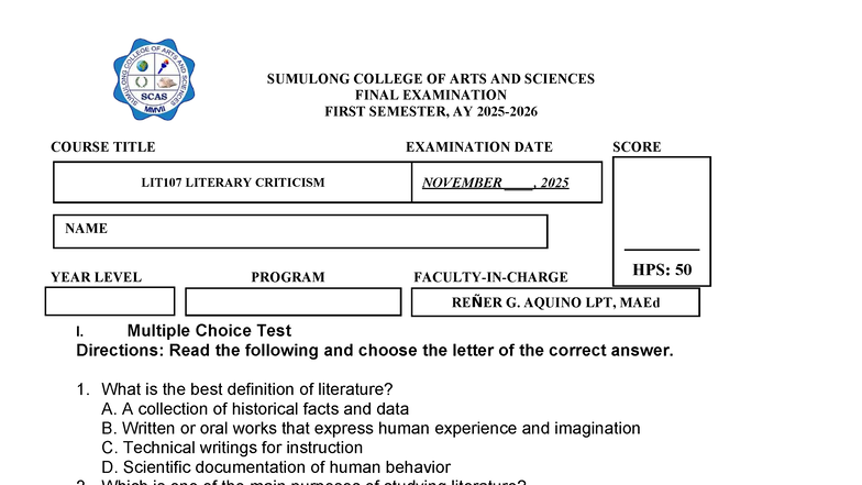 LIT107 - Final Exam Review: Literary Criticism Insights - Studocu