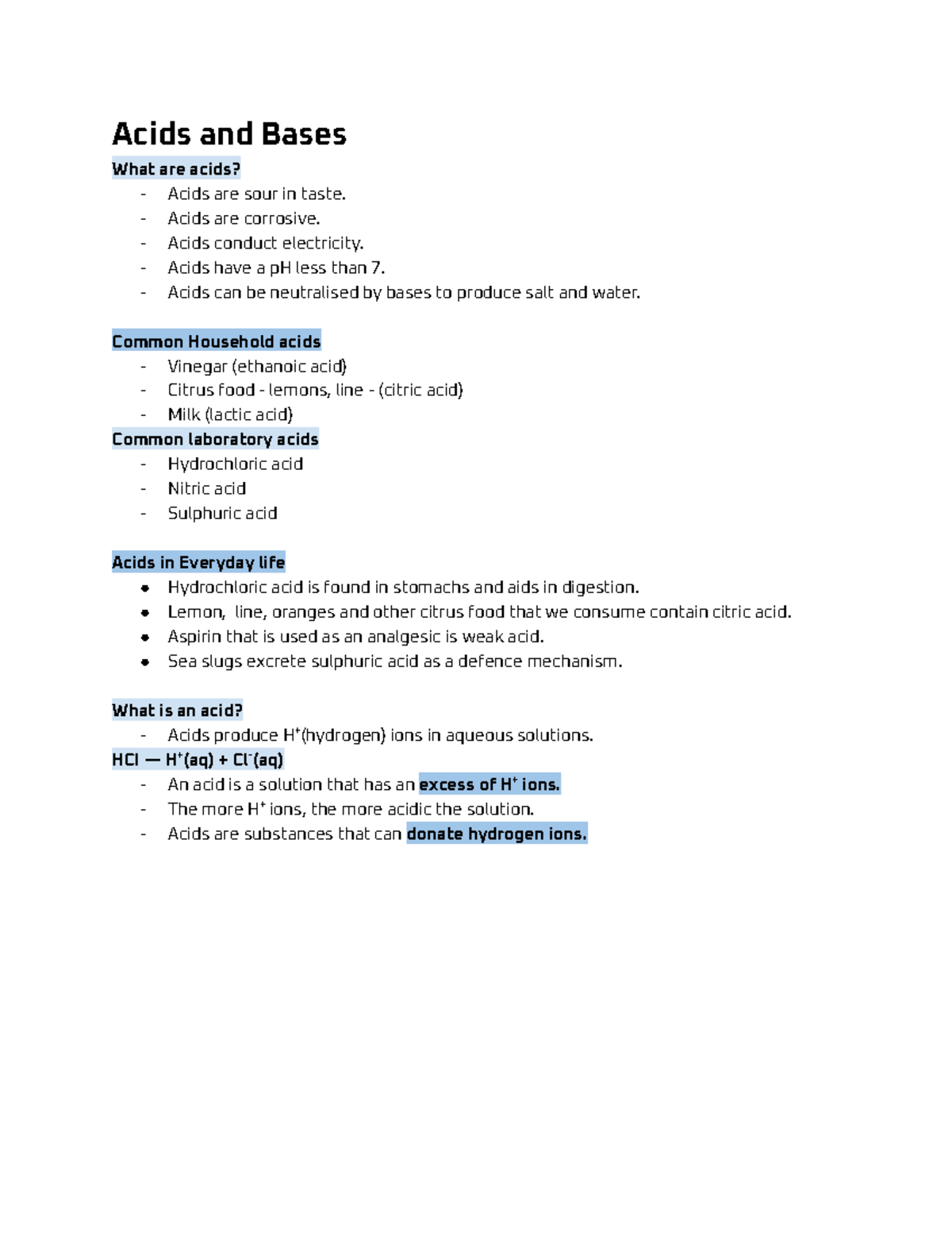 Chemistry 2 - Acids and Bases: Key Concepts and Notes - Studocu