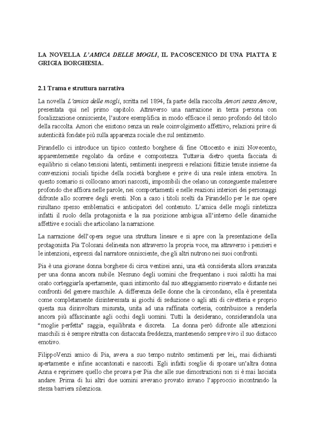 LA NOVELLA DELLE MOGLI: ANALISI E STRUTTURA NARRATIVA (LA L) - Studocu