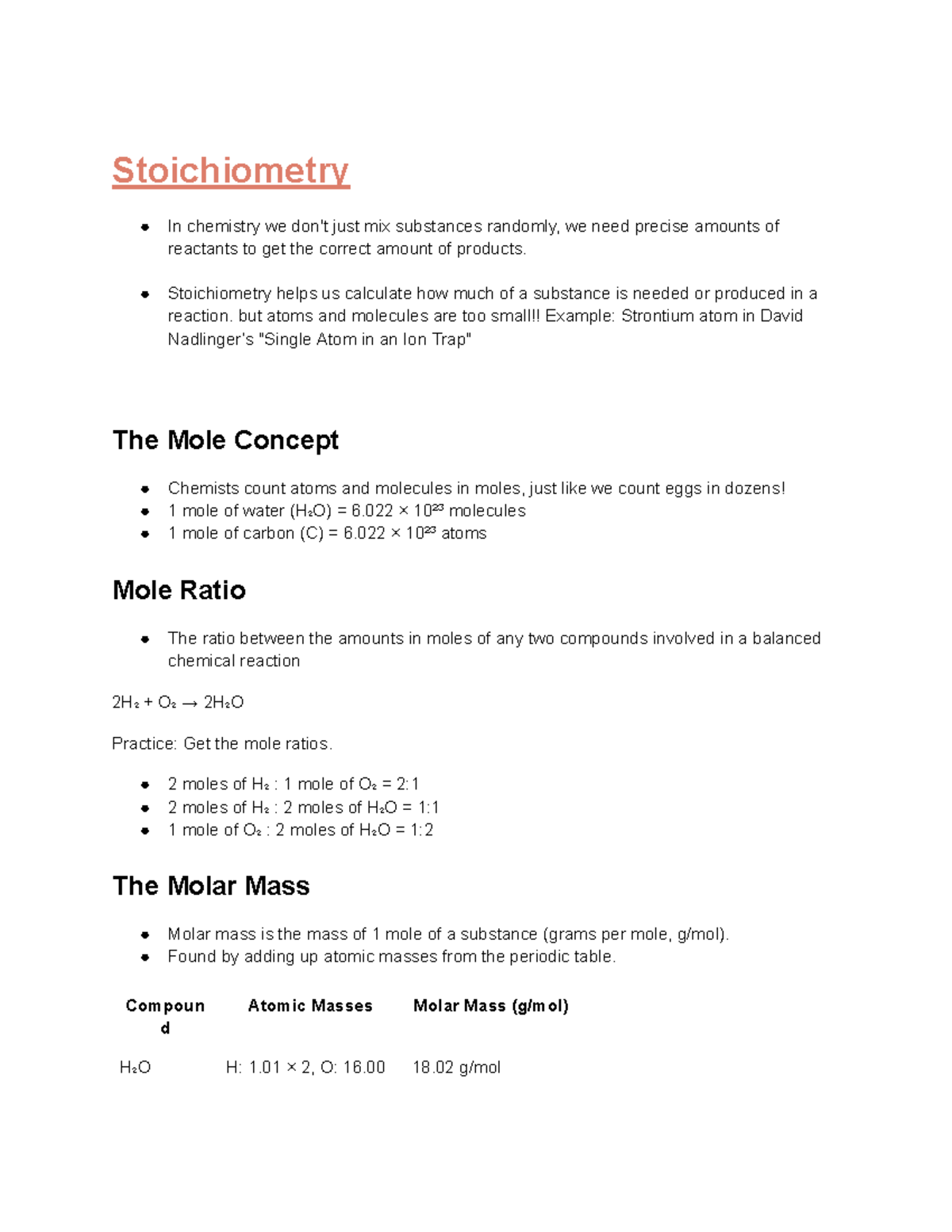 Chemistry 101: Understanding Stoichiometry and Limiting Reactants - Studocu