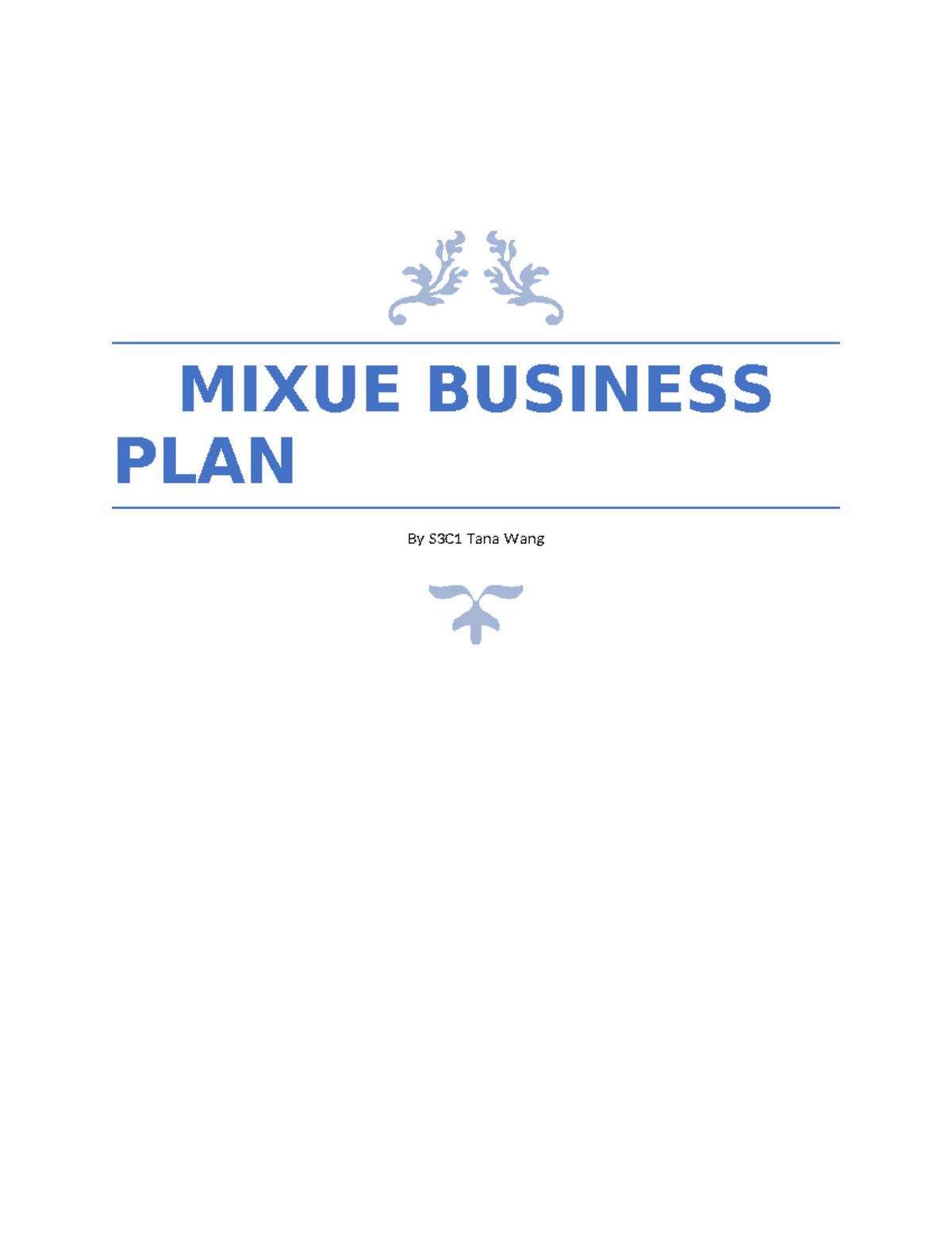 MIXUE Business Plan: Strategic Analysis & Market Objectives - Studocu