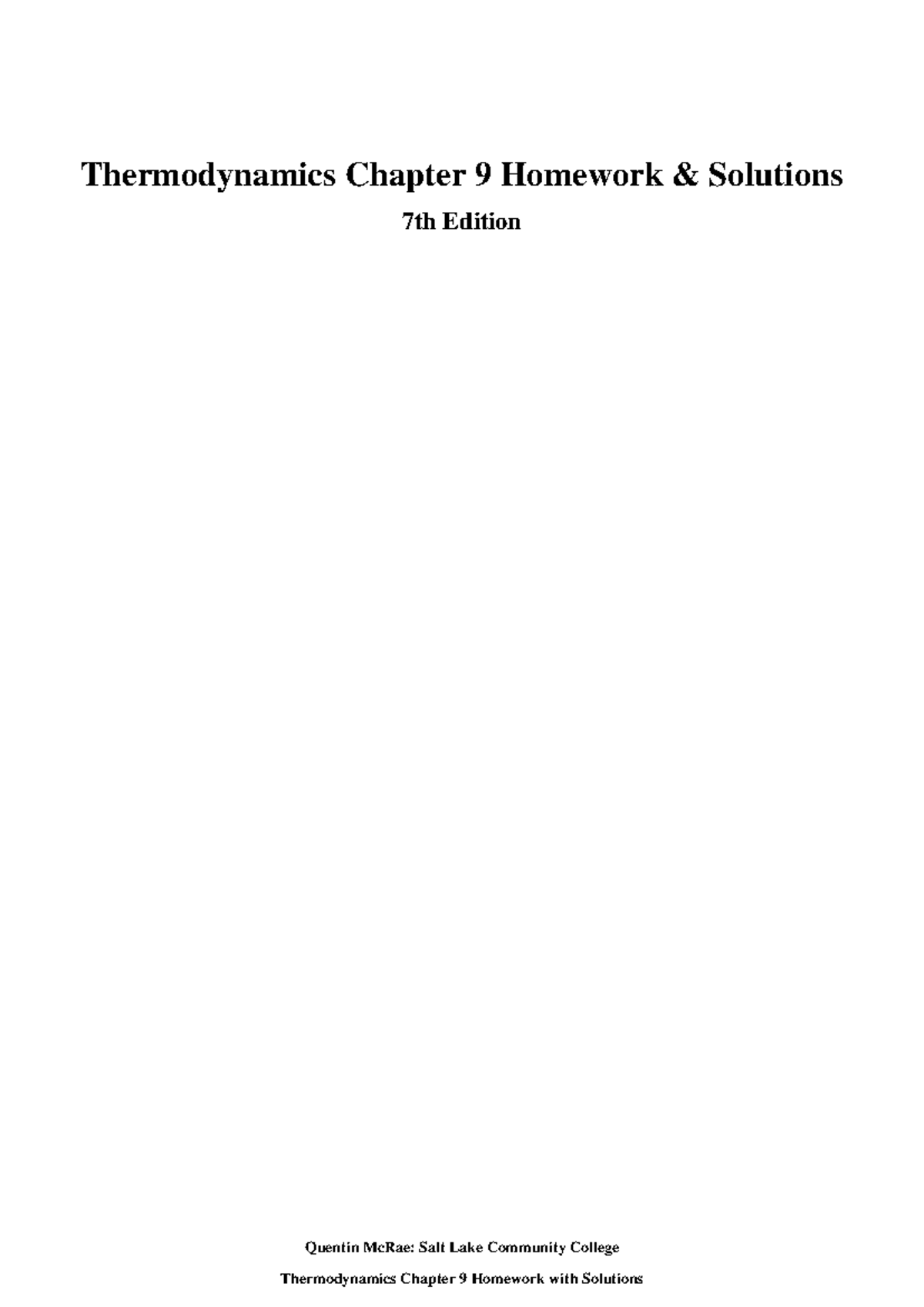 Thermodynamics Chapter 9 Homework Solutions (7th Ed) - Studocu