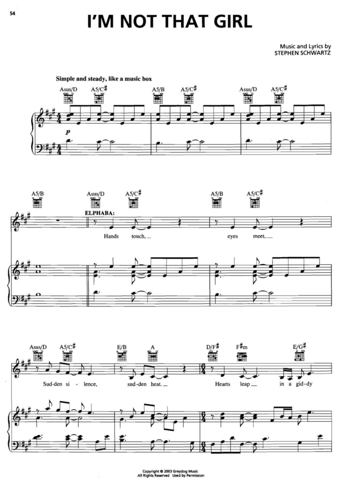 D619 Music Analysis: "Not That Girl" by Stephen Schwartz - Studocu