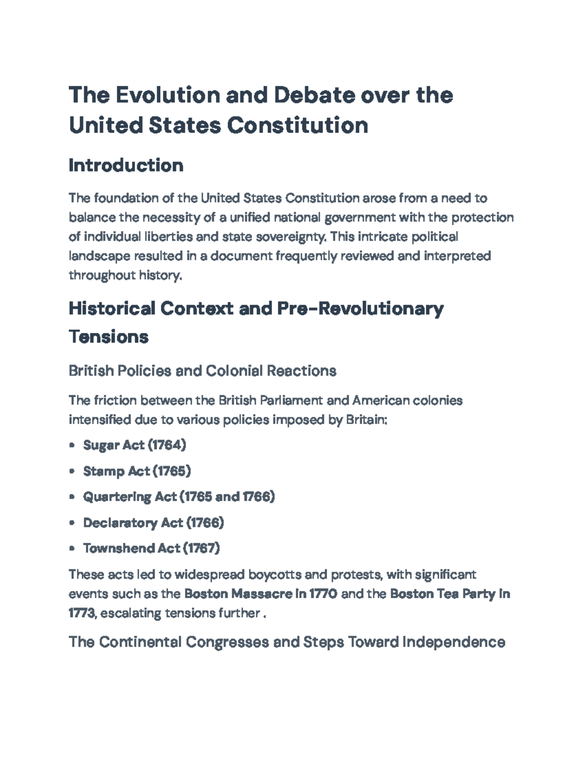 The Evolution and Ratification of the US Constitution: A Historical ...