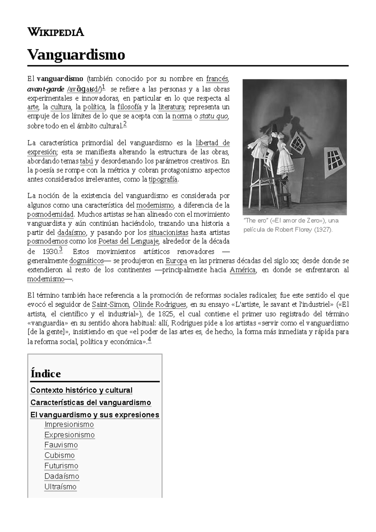Estudio sobre el Vanguardismo en el Arte y la Literatura - Studocu