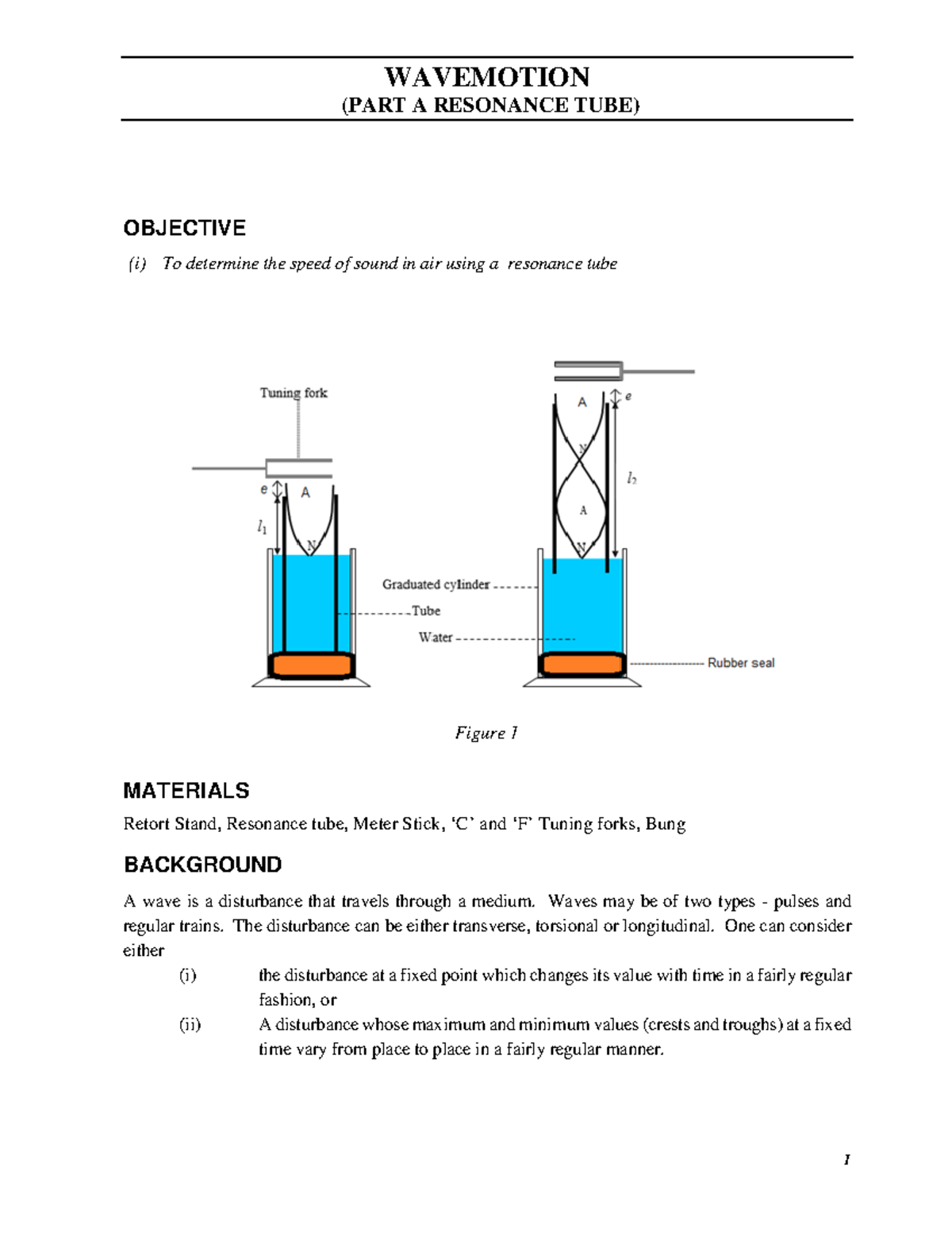 Wavemotion (A) Final Exam: Analysis of Resonance Tubes for Sound Speed ...