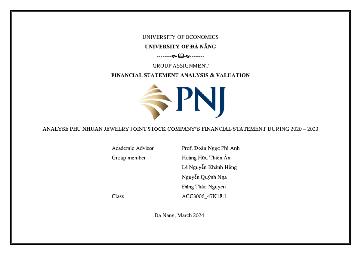 47K18.1 - Group 7 - Phu Nhuan Jewelry Joint Stock Company - UNIVERSITY ...